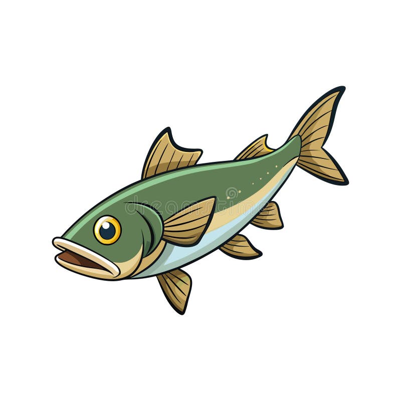 Brightly Colored Pacific Cod Fish Illustration with Detail Stock ...