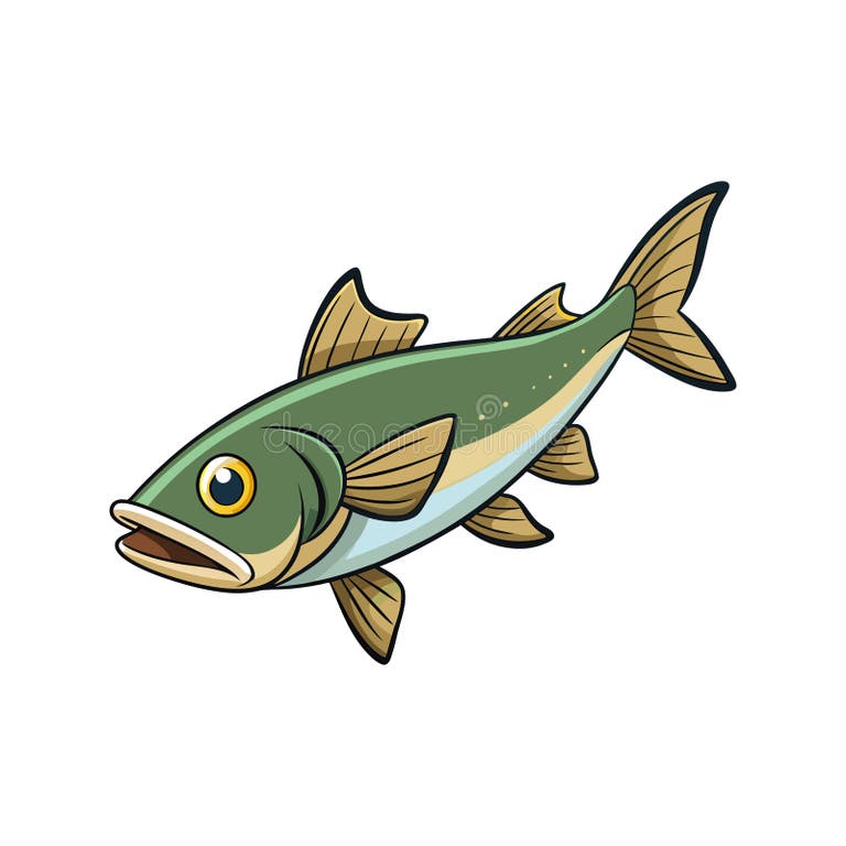 Brightly Colored Pacific Cod Fish Illustration with Detail Stock ...