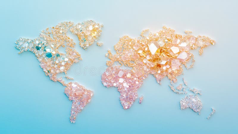 Map Crafted from Precious Gems Illustrating a Vibrant Representation of ...