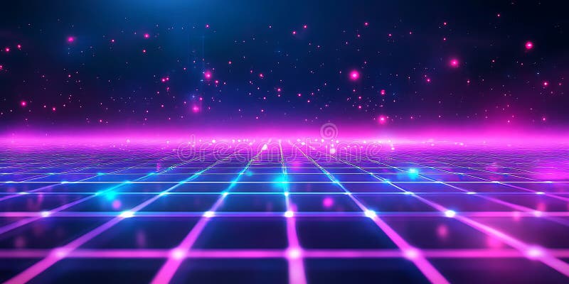 Stunning Retro Cyberpunk Background 80s Synthwave Grid Texture Stock ...