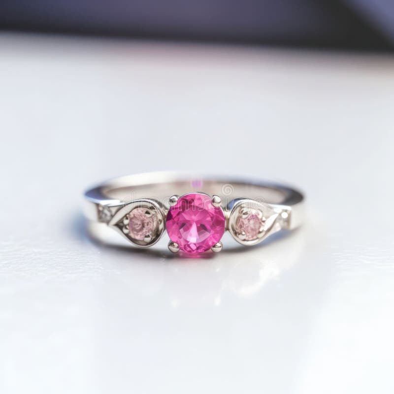 Stunning Ring with an Exquisite Pink Sapphire. Stock Image - Image of ...