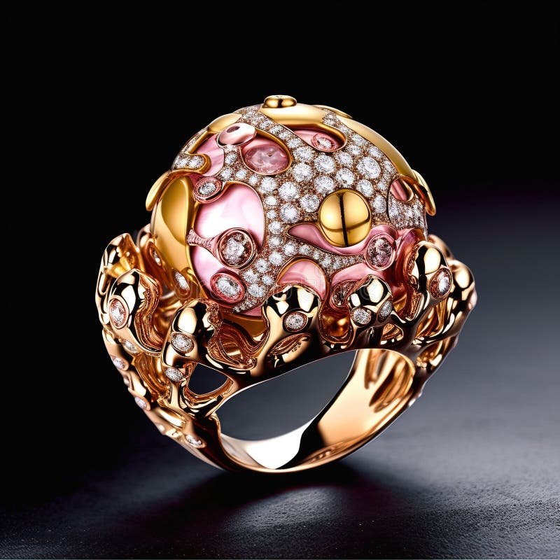 Stunning Ring Featuring a Dazzling Stone Set and Diamonds Stock ...