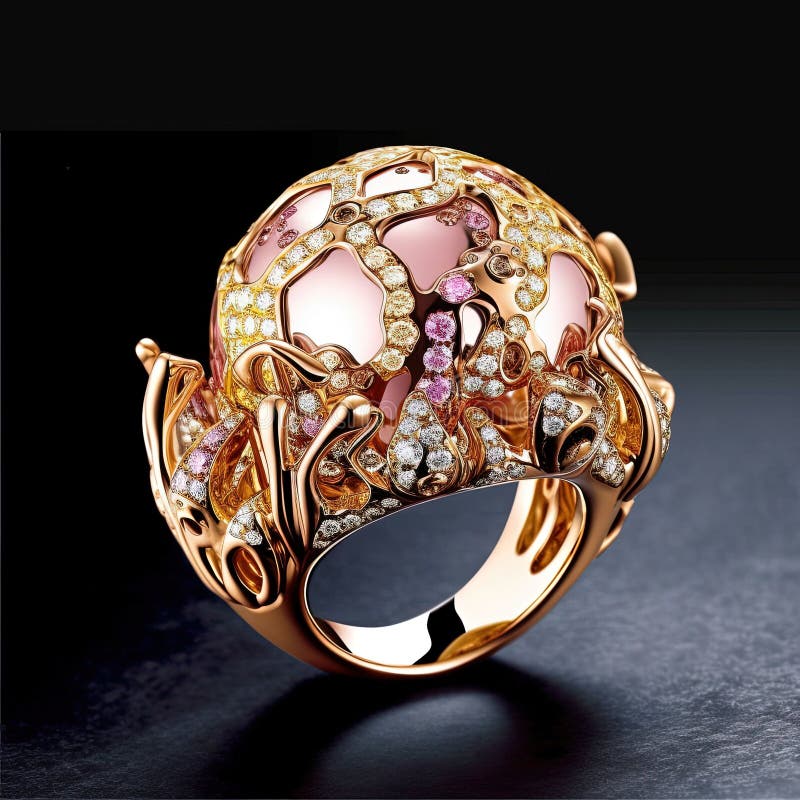 Stunning Ring Featuring a Dazzling Stone Set and Diamonds Stock ...