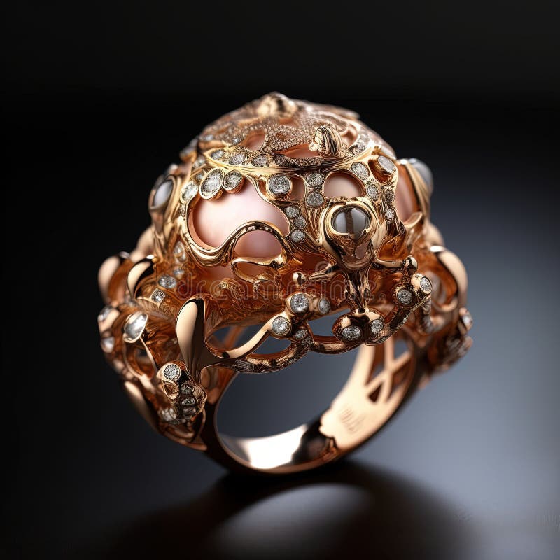 Stunning Ring Featuring a Dazzling Stone Set and Diamonds Stock ...