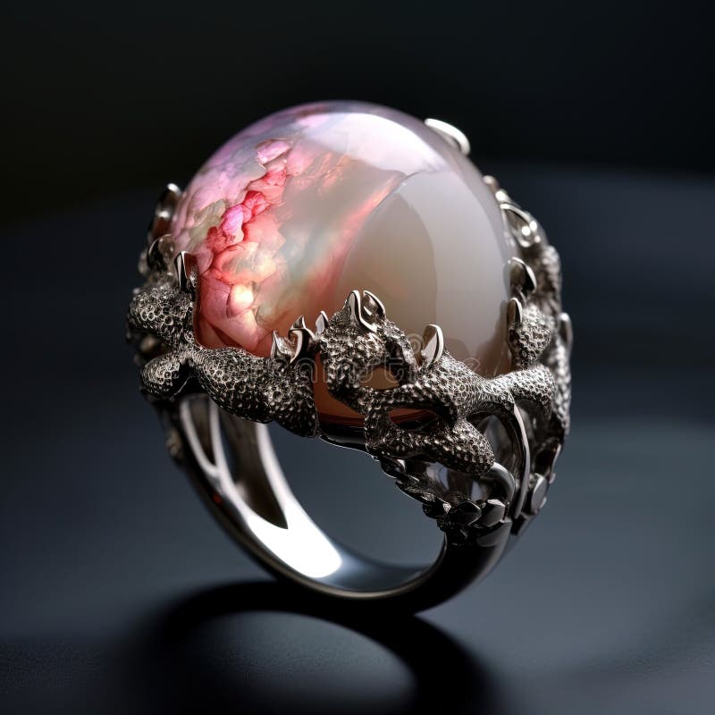 Stunning Ring Featuring a Dazzling Stone Set and Diamonds Stock ...