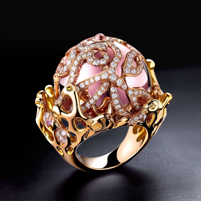 Stunning Ring Featuring a Dazzling Stone Set and Diamonds Stock ...