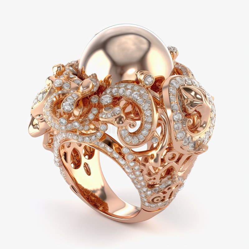 Stunning Ring Featuring a Dazzling Stone Set and Diamonds Stock ...