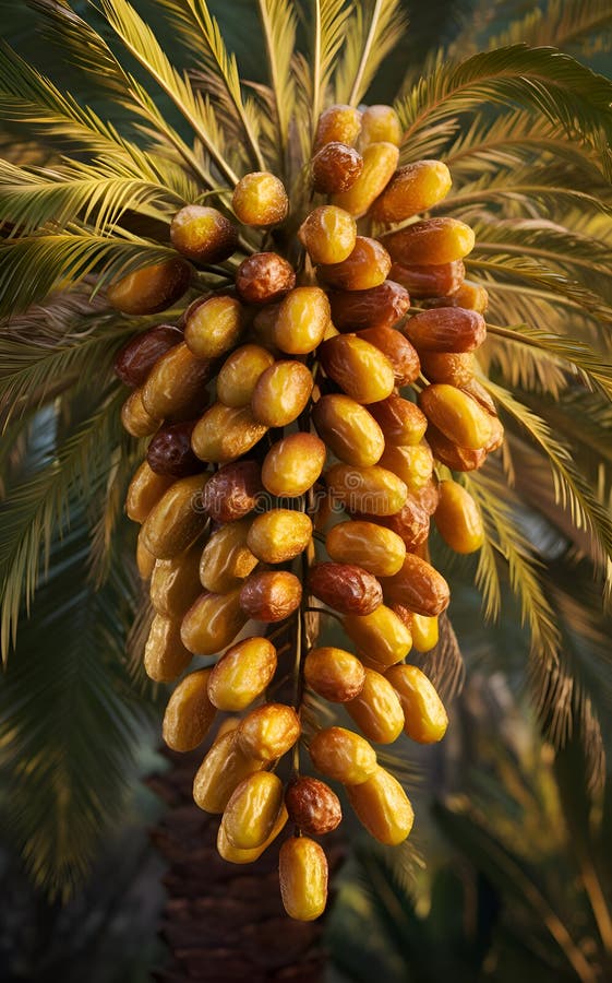 Stunning Ripe Dates Hanging on Date Palm. Close Up. Ai Generated Stock ...
