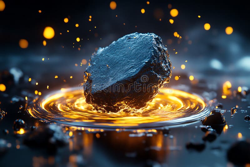 A Stunning Rock Suspended in Liquid Fire, Creating a Magical Scene with ...