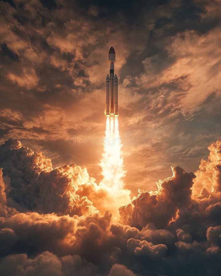 Stunning Rocket Launch into the Sky with Flames and Smoke Showcasing ...