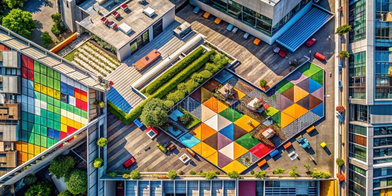 Stunning Rooftop Workspace a Modern Design Studios Aerial Perspective ...