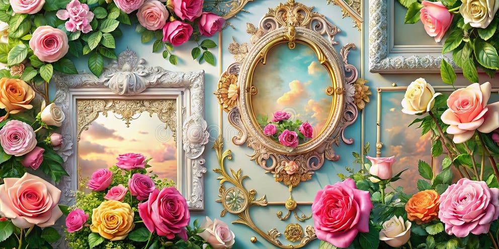 Stunning RoseThemed Corner Borders and Monogram Frames for Landscape ...