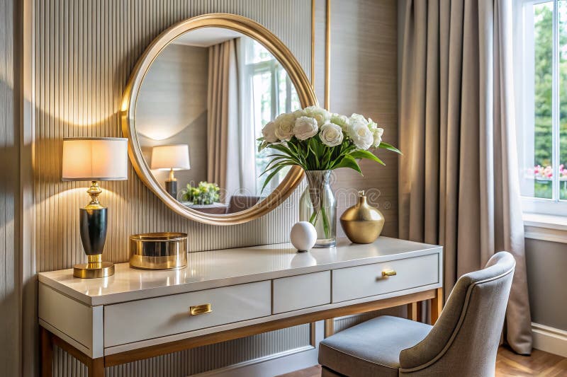 Stunning Round Dressing Table with Mirror a Chic Interior Design ...