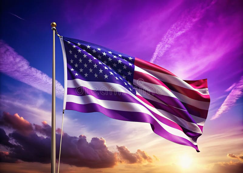 Stunning Royal Purple American Flag Design Elegant Waves for Modern ...