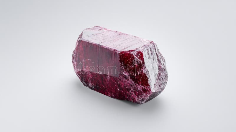 Beautiful Ruby Crystal with a Shiny Polished Surface on a White ...