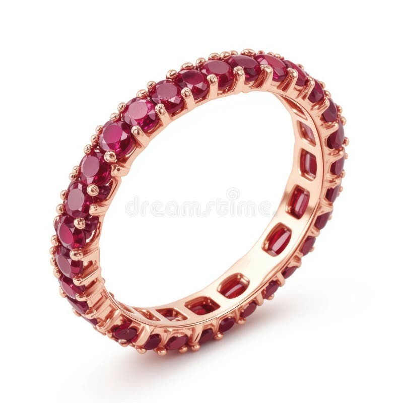 Stunning Ruby Eternity Ring Featuring Continuous Band of Vibrant Red Gemstones, Symbolizing ...