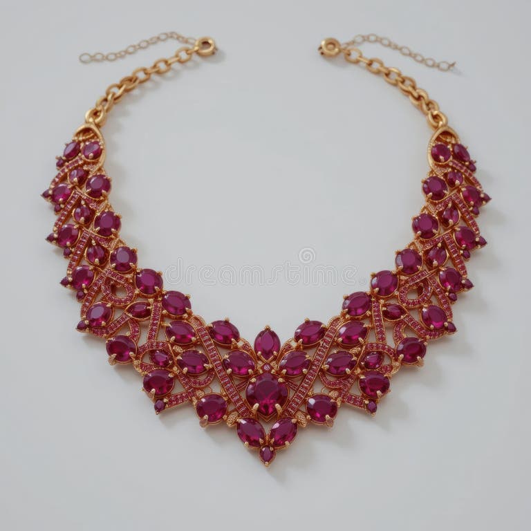 Stunning Ruby Lattice Necklace Featuring Interlocking Round Rubies ...