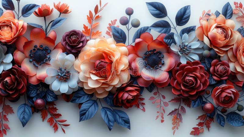 Rustic Terracotta Floral Frame: Elegant Fall Wreath with Rusty Flowers ...