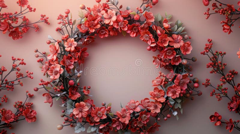 Rustic Terracotta Floral Frame: Elegant Fall Wreath with Rusty Flowers ...