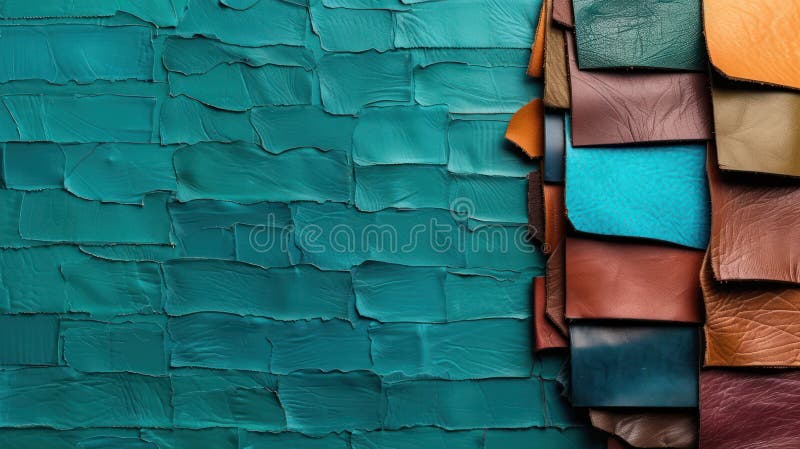 Rustic Turquoise Blue Leather Texture: Long Panoramic Background Banner ...