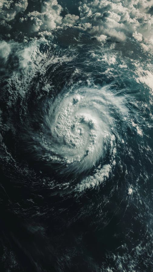 Aerial View of a Powerful Ocean Cyclone Swirling in Deep Waters Stock ...
