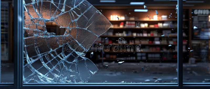Stunning Scene of Broken Glass with a Blurry Background Suggesting a ...