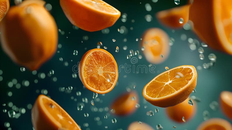 Falling Oranges on Solid Background Stock Illustration - Illustration ...