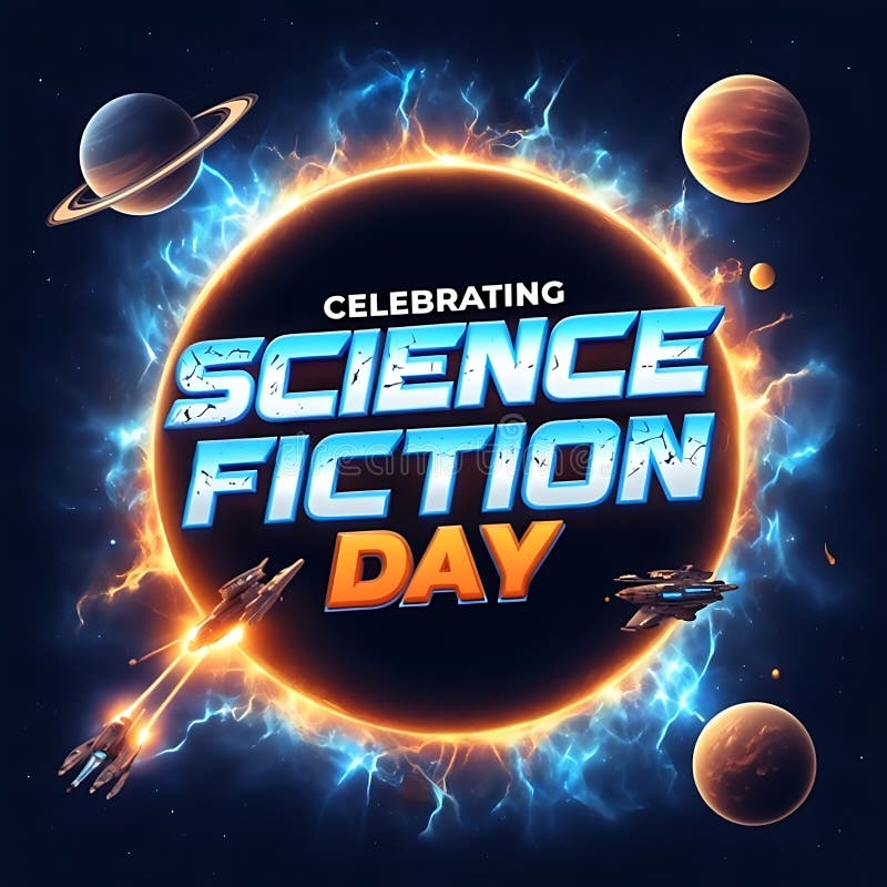 Vibrant Sci-Fi Day Poster Design with Planets and Spaceships Editorial ...