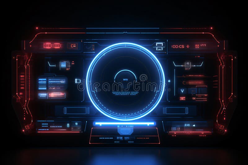 Sci-fi High-tech HUD Display Features a Glowing Red and Blue Interface ...