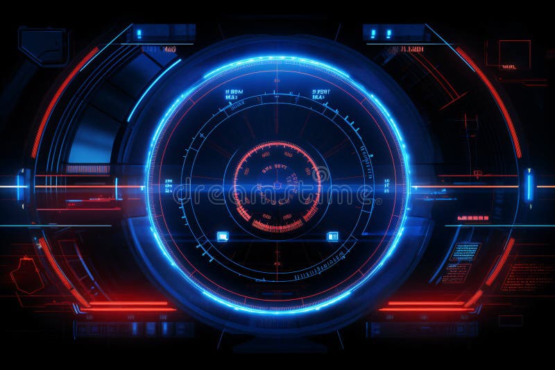 Sci-fi High-tech HUD Display Features a Glowing Red and Blue Interface ...