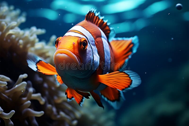 Stunning Sea Portrait a Beautiful Fish Glides through the Waves Stock ...