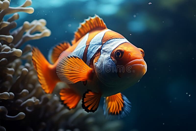 Stunning Sea Portrait a Beautiful Fish Glides through the Waves Stock ...