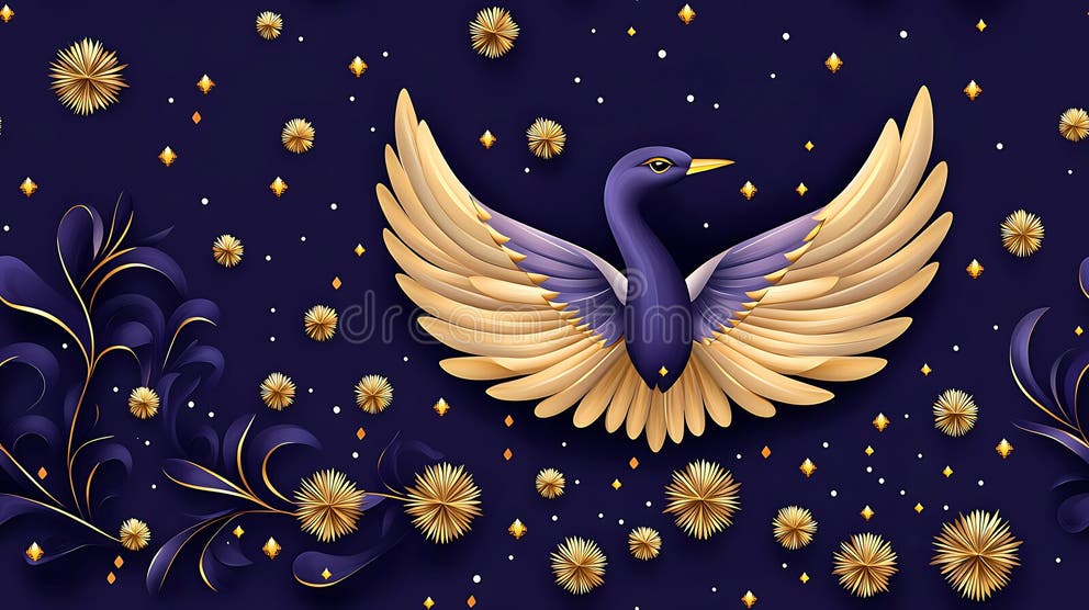 Stunning Seamless Pattern Featuring Mythical Bird with Elegant Wings ...