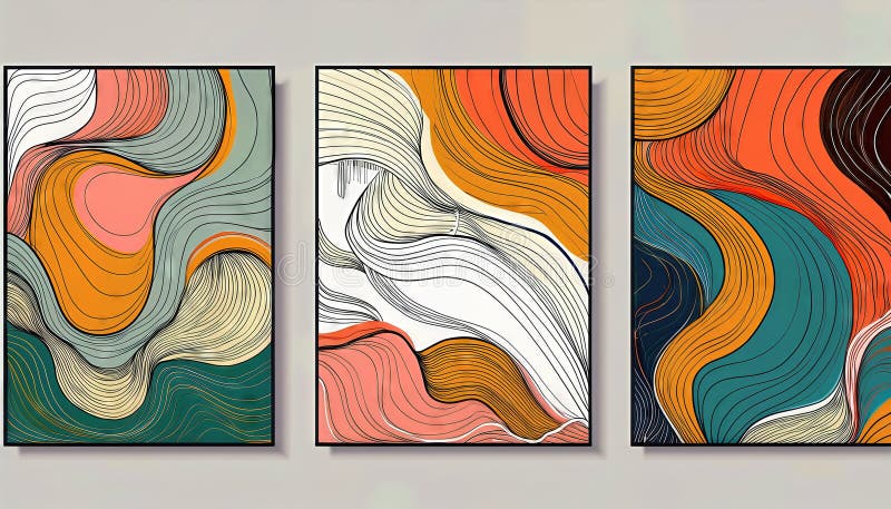 Stunning Set of Abstract Hand Painted Illustrations Vibrant, Expressive ...