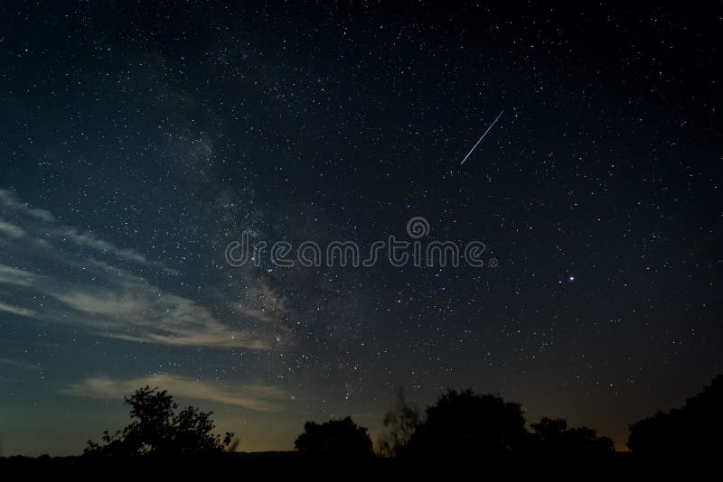 Stunning Shot of the Night Sky with a Shooting Star in Barruecos, Spain ...