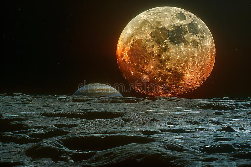 Stunning Showing Moon in Dark Sky, Red and Orange Eclipse Effect ...