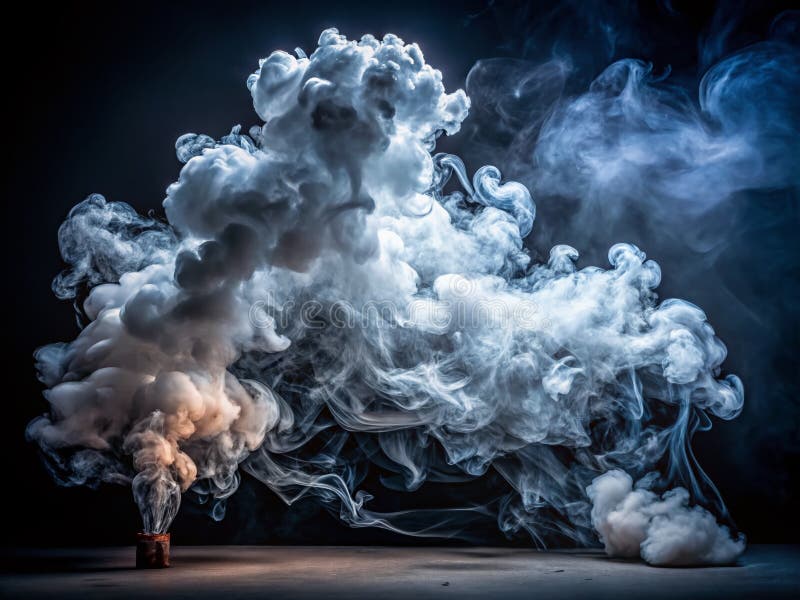 Stunning Silhouette of Ethereal White Smoke Puffs Against a Dramatic ...
