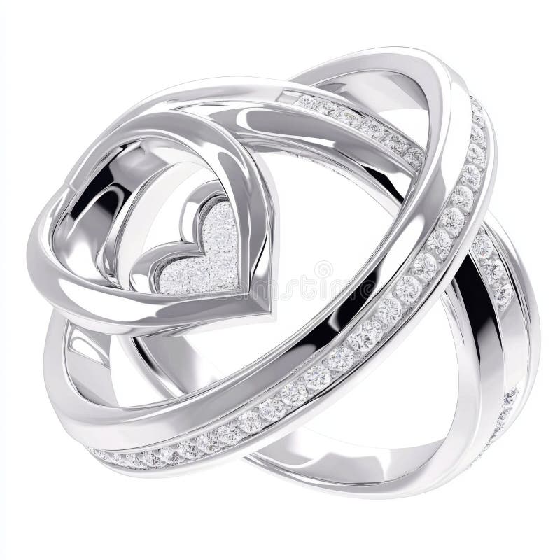 Stunning Silver Double Heart Ring with Sparkling Diamonds for Romantic ...