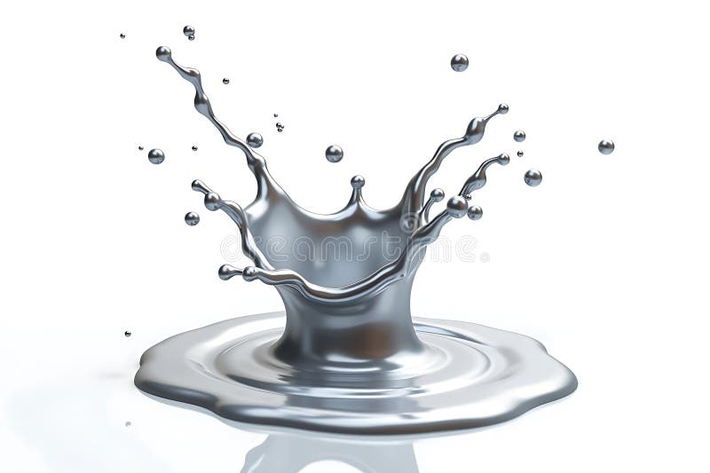 Liquid Metal Splash Dynamic Silver Crown Droplets Against White ...
