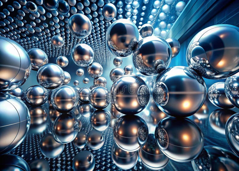 Stunning Silver Sphere Geometric Background Abstract 3D Render for Portrait Photography ...