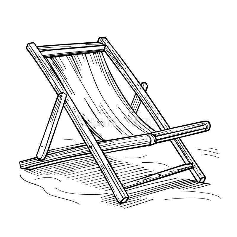 Stunning Simple Line Drawing of a Beach Chair. Stock Vector ...