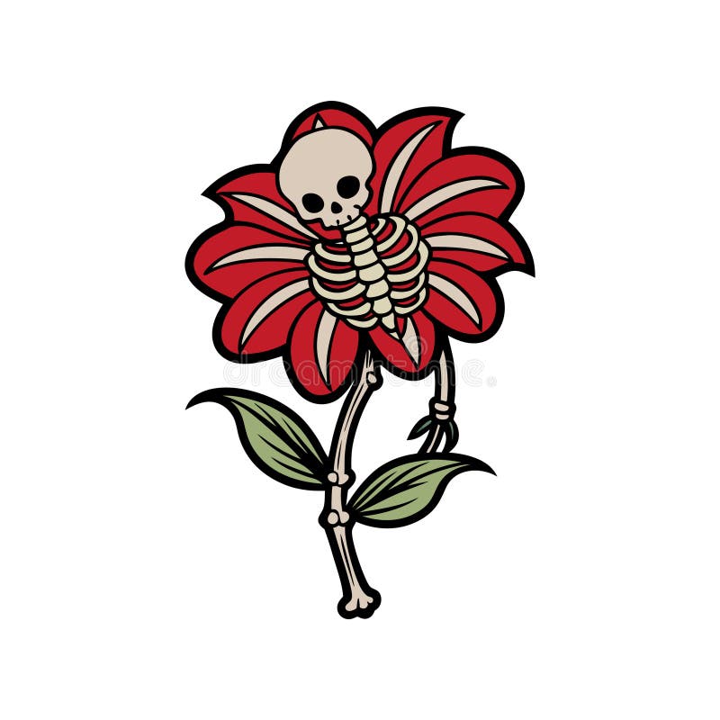 Stunning Skeleton Flower Lively Design Stock Illustration ...