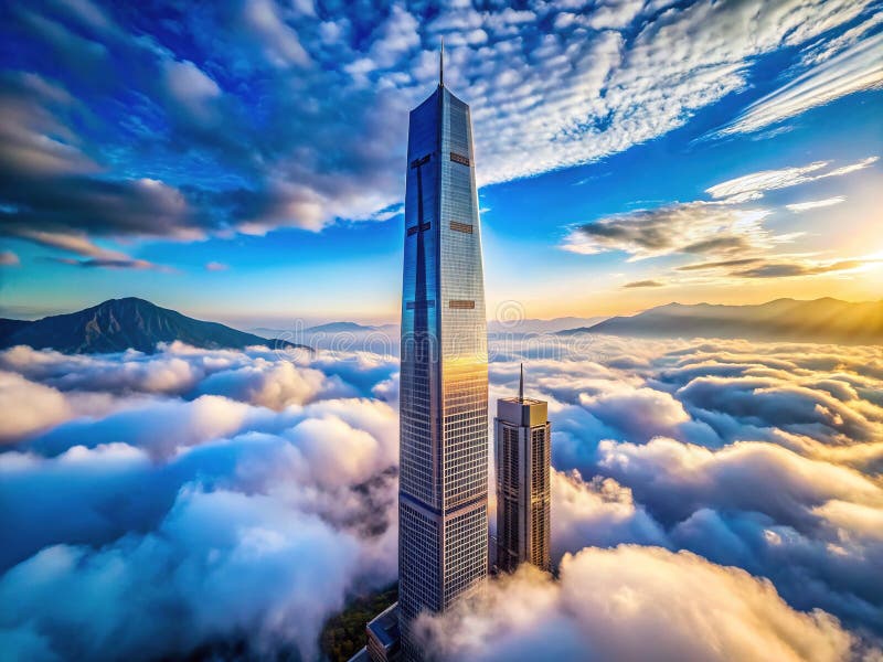 A Stunning Skyscraper Piercing the Clouds a Modern Architectural Marvel ...