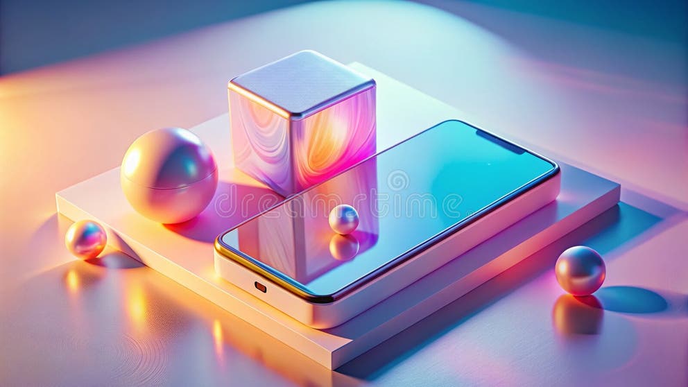Stunning Smartphone Box Mockup Rainbow Gradient Silk Texture and ...