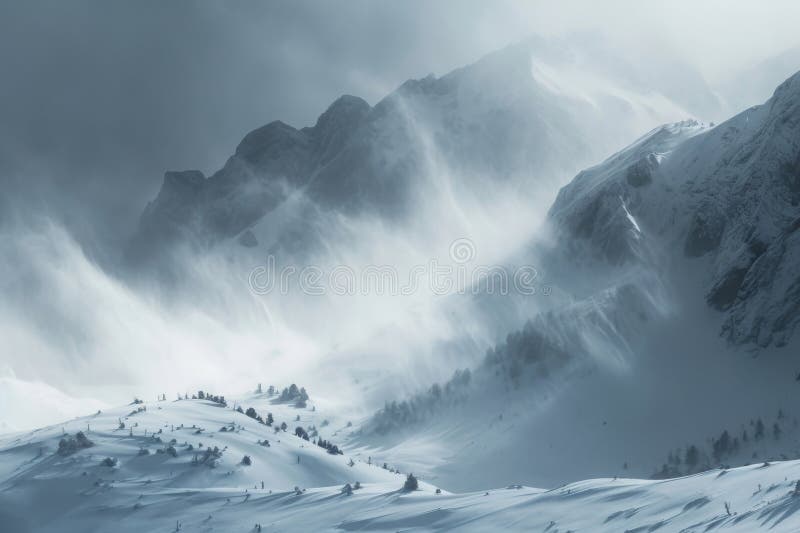 A Stunning Snow-covered Mountain Surrounded by Clouds is Captured Under ...