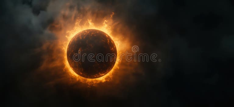 Stunning Solar Eclipse with Fiery Corona and Darkened Sun Against ...