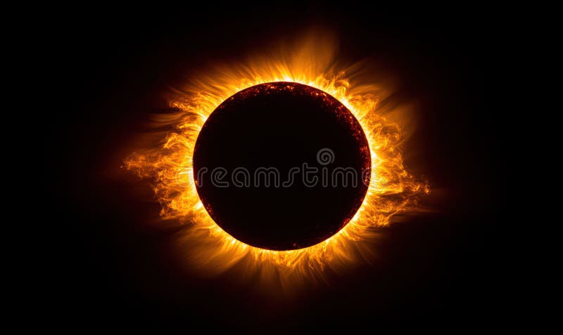 Stunning Solar Eclipse with a Fiery Corona Glowing Against a Dark Sky ...