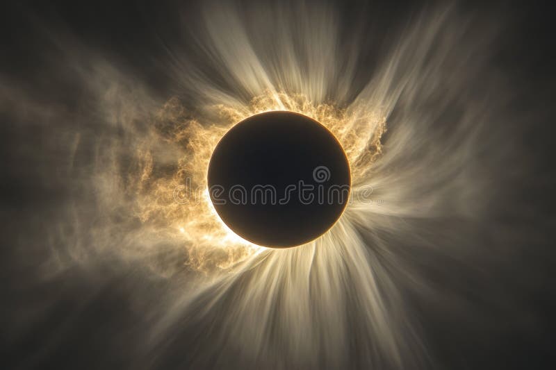 Stunning Solar Eclipse Fiery Corona Glowing Against Dark Sky Showcasing ...