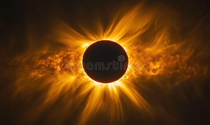 Stunning Solar Eclipse with a Fiery Corona Glowing Against a Dark Sky ...