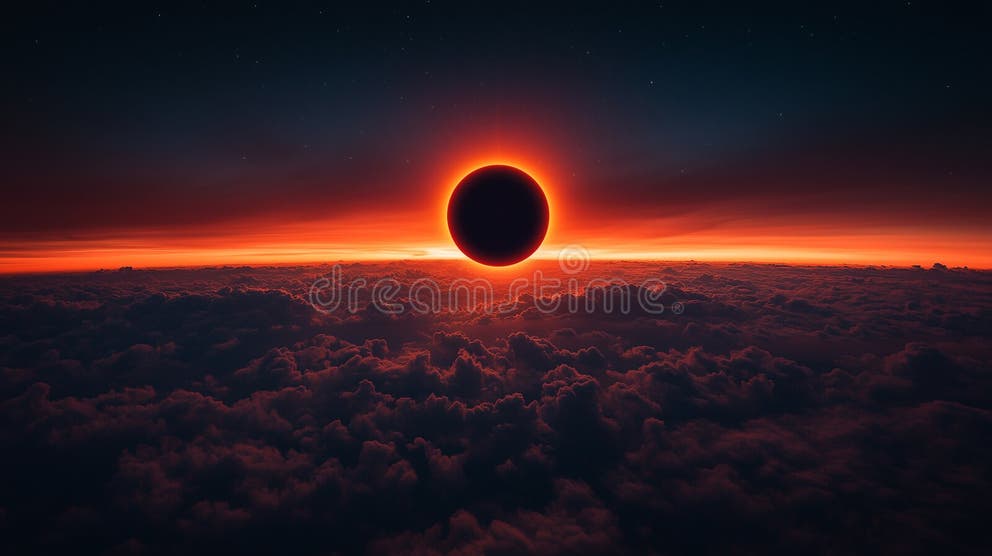 Stunning Solar Eclipse Over the Horizon Creating a Breathtaking Visual ...